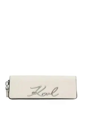 Karl Lagerfeld Signature-wristlet Clutch Bag - Neutrals
