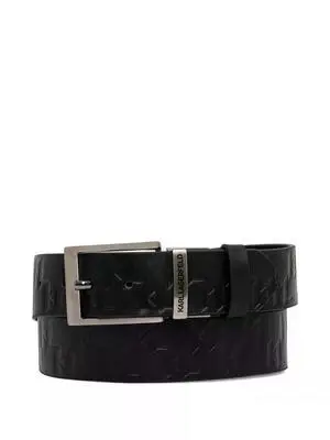 Karl Lagerfeld Embossed Buckle Belt - Black
