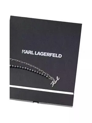 Karl Lagerfeld Beaded Necklace With Logo Pendant