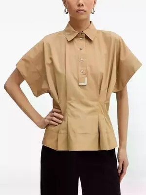 Karl Lagerfeld Front-button Peplum Shirt - Neutrals