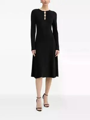 Karl Lagerfeld Lettered-button Detail Midi Dress - Black