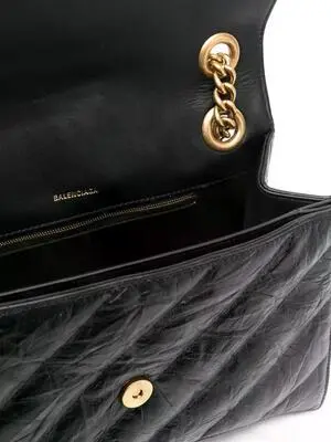 Balenciaga Medium Crush Shoulder Bag - Black