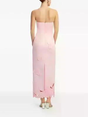 LEO LIN Floral Appliqué Strapless Gown