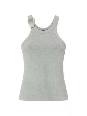 Pinko Ribbed Cotton Tank Top With Pendant Buckle