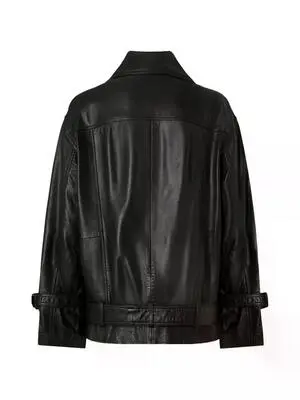Pinko Belted Leather Jacket With Buckle Detail