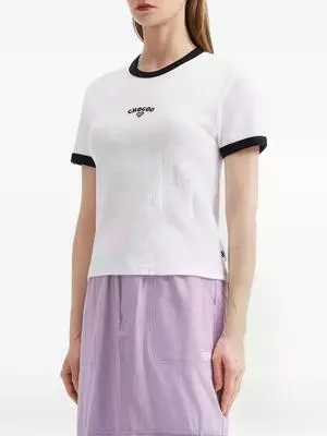 CHOCOOLATE Embroidered Detail Cotton T-shirt - White