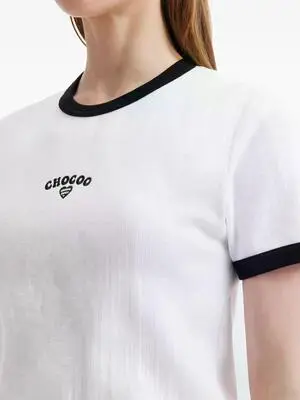 CHOCOOLATE Embroidered Detail Cotton T-shirt - White