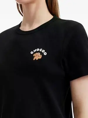 CHOCOOLATE Embroidered Cotton T-shirt - Black