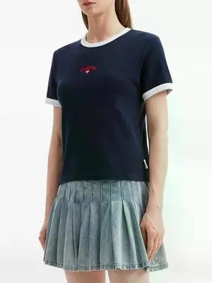 CHOCOOLATE Embroidered Cotton T-shirt - Blue