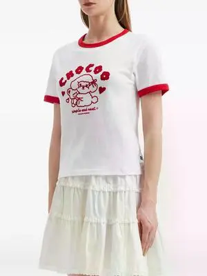 CHOCOOLATE Graphic-detail Cotton T-shirt - White