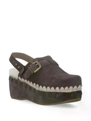 Mou Suede Clogs With Back Strap - Grey