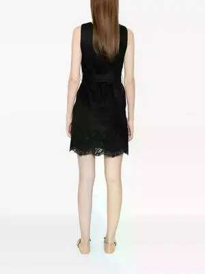 TWINSET Belted Lace Trim Dress - Black