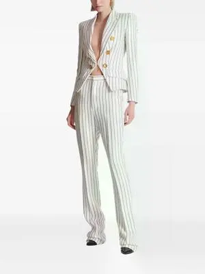 Balmain Double-breasted Striped Blazer - White