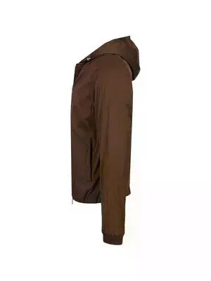 MOORER Hooded Zip-up Jacket - Brown