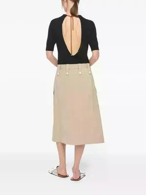 Plan C A-line Skirt With Belt And Pockets