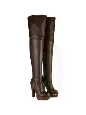 Chloé Lola Studded Boots - Brown