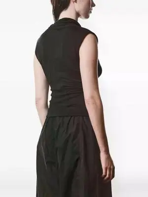 THOM KROM Crossover Sleeveless High Neck T-shirt