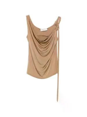 Blumarine Sleeveless Cowl Neck Top With Knot Detail