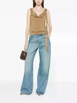 Blumarine Sleeveless Cowl Neck Top With Knot Detail