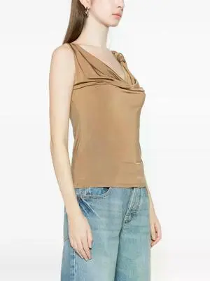 Blumarine Sleeveless Cowl Neck Top With Knot Detail