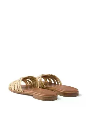 Prada Raffia Slide Sandals - Neutrals