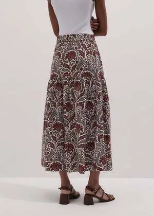 ME+EM Rising Wildflowers Print Tiered Maxi Skirt