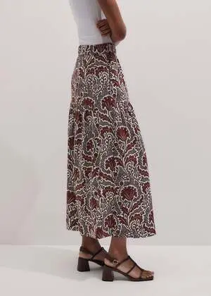 ME+EM Rising Wildflowers Print Tiered Maxi Skirt