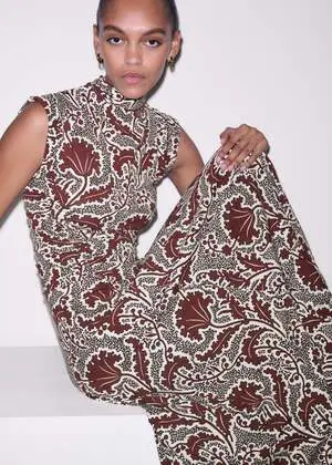 ME+EM Rising Wildflowers Print Fit And Flare Maxi Dress - Cinnamon Multi