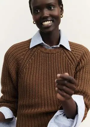 ME+EM Chunky Raglan Jumper - Walnut Brown