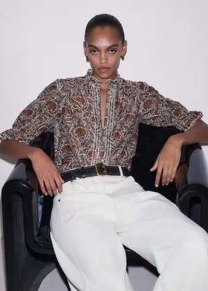 ME+EM Silk Cotton Wildflower Print Blouse