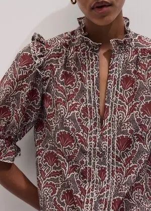 ME+EM Silk Cotton Wildflower Print Blouse