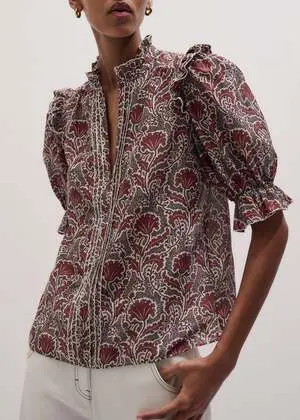 ME+EM Silk Cotton Wildflower Print Blouse