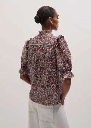 ME+EM Silk Cotton Wildflower Print Blouse