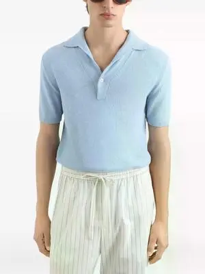 Dolce & Gabbana Collared Knitted Polo Shirt - Blue