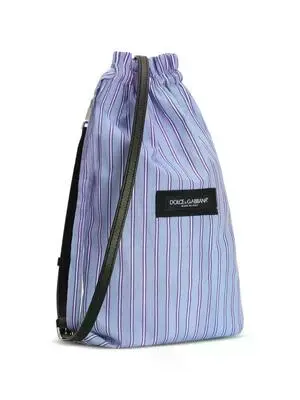 Dolce & Gabbana Striped Drawstring Shoulder Bag - Blue