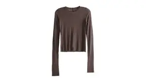 Rick Owens Cropped Rib Long Sleeve T-shirt - Brown