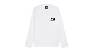 Adidas Y3 Nbhd Logo Long Sleeve Tee Shirt - Core White