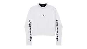 Balenciaga 3b Sports Icon Cropped Crewneck Sweatshirt - White/black