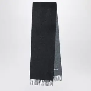 Loewe Scarf In /grey Wool And Cashmere - Black