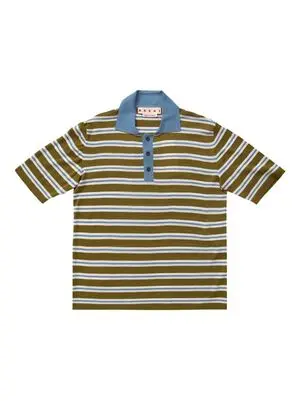 Marni Striped Wool Polo Shirt - Grass