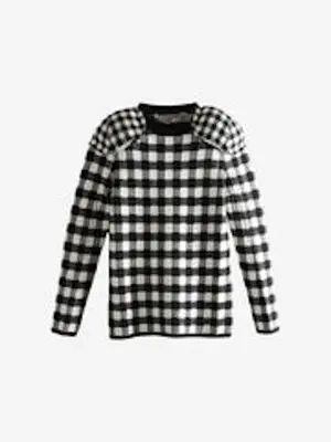 Comme Des Garçons Black And White Plaid Sweater - Black Off White