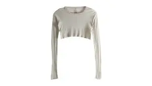 Rick Owens Long Sleeve Crop T-shirt - Pearl