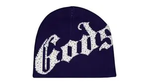 GODSPEED Og Logo Studded Beanie - Navy Blue/white
