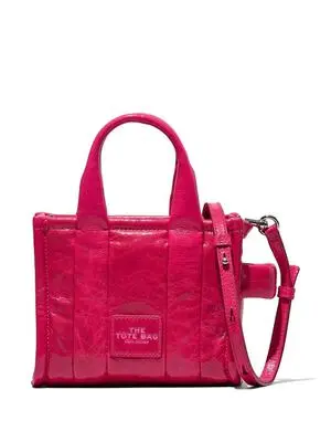 Marc Jacobs Shiny Crinkle Leather Crossbody Tote Bag - Magenta