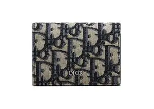 Dior Oblique Business Card Holder Jacquard - Beige