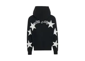 Palm Angels Patched Stars Vintage Hoodie - Black/ White