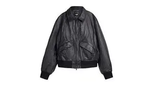 Adidas Y3 Leather Bomber Jacket - Black
