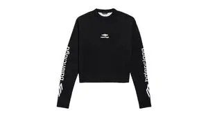 Balenciaga 3b Sports Icon Cropped Crewneck Sweatshirt - Black/white