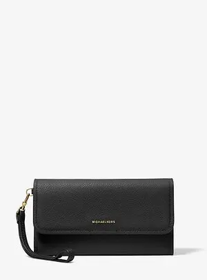 Michael Kors Jet Set Medium Pebbled Leather Smartphone Wristlet - Black