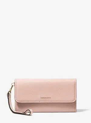Michael Kors Jet Set Medium Pebbled Leather Smartphone Wristlet In By - Pink